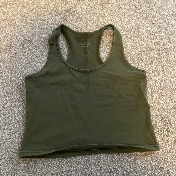 Tops | Army Green Cropped Workout Tank | Poshmark